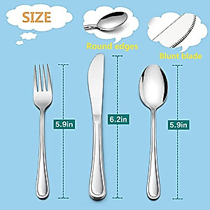 LIANYU 12-Piece Kids Silverware Set, Stainless Steel Toddler Utensils Flatware Set, Child Cutlery Tableware Set for 4, Include knives Forks Spoons, Mirror Finished, Dishwasher Safe