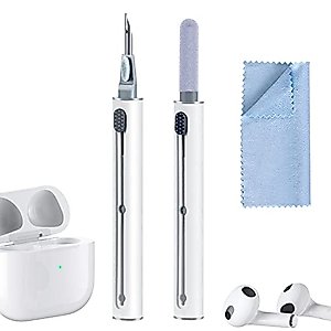 2Pcs Airpod Cleaner Kit，Earbud Cleaning Kit for Airpods Pro 1 2 3， Multi-Function Cleaning Pen with Soft Brush Flocking Sponge，Suitable for Bluetooth Headset, Charging Box, Mobile Phone, Earbud