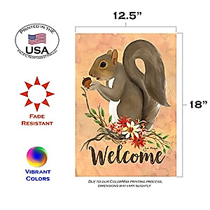 Toland Home Garden 1112296 Squirrel Welcome 12.5 x 18 Inch Decorative, (12.5" x 18"), Double Sided Garden Flag