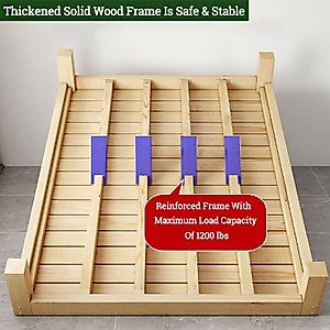 Scandinavian Bed Frame,Solid Wood Bed Frame,Japanese Bed Frame Floor Bed Platform with Storage Drawer,12" Tall Natural Wooden Floor Bed Frame for Bedroom(39.5" W x 77" L x 12" H, Twin)