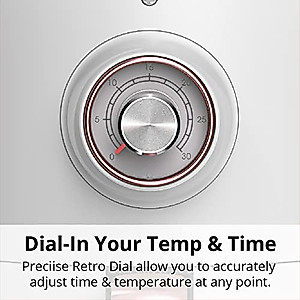 Aria Premium 2 Qt. Retro Style Ceramic Air Fryer, White/Rose Gold Trim