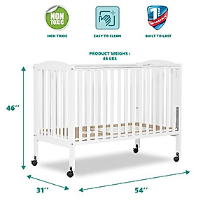 Dream On Me, Full Size 2-in-1 Folding Stationary Side Crib, White