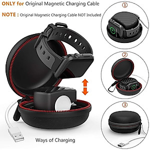 HALLEAST Travel Case for Apple Watch Charger, Portable Carrying EVA Charging Dock Holder for 42mm 44mm 45mm 46mm iWatch Series 10/9/8/SE2/7/SE/6/5/4/3/2/1, with Night Stand Mode, Black