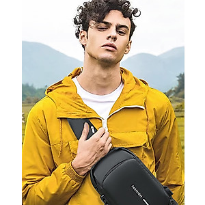 Geanbun Sling Bag Anti-Theft USB Crossbody Backpack Waterproof Chest Daypack Lightweight Shoulder Bag (Black)