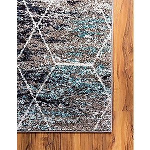 Unique Loom Trellis Frieze Collection Area Rug - Geometric (5' x 8', Blue Multi/ Ivory)