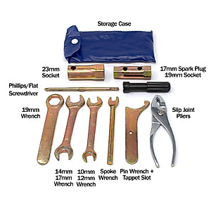 RW 0059-010 Metric Motorcycle ATV UTV Tool Kit + Storage Bag (9) Piece Set Compatible with Honda Yamaha Kawasaki Suzuki KTM Ducati