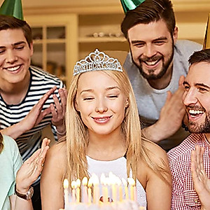 AOPRIE Diane Birthday Crowns for Women Silver Tiaras for Girls Crowns for Girls Rhinestone Crystal Decor Headband