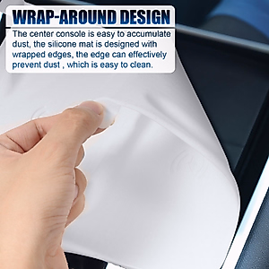 BOXOB Center Console Mat for, Silicone Console Mat Wireless Charging Pad Cover Center Console Pad for Model 3 Model Y Car Center Console Accessories (White)