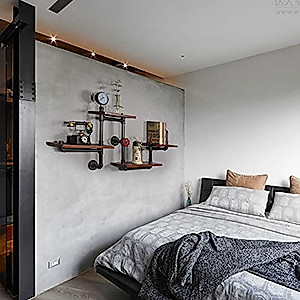 YIYIBYUS Floating Shelves Wall Mounted, Rustic Wood Wall Storage Shelves Hanging Shelf for Bedroom, Living Room, Bathroom, Kitchen, Office Display Decor Black