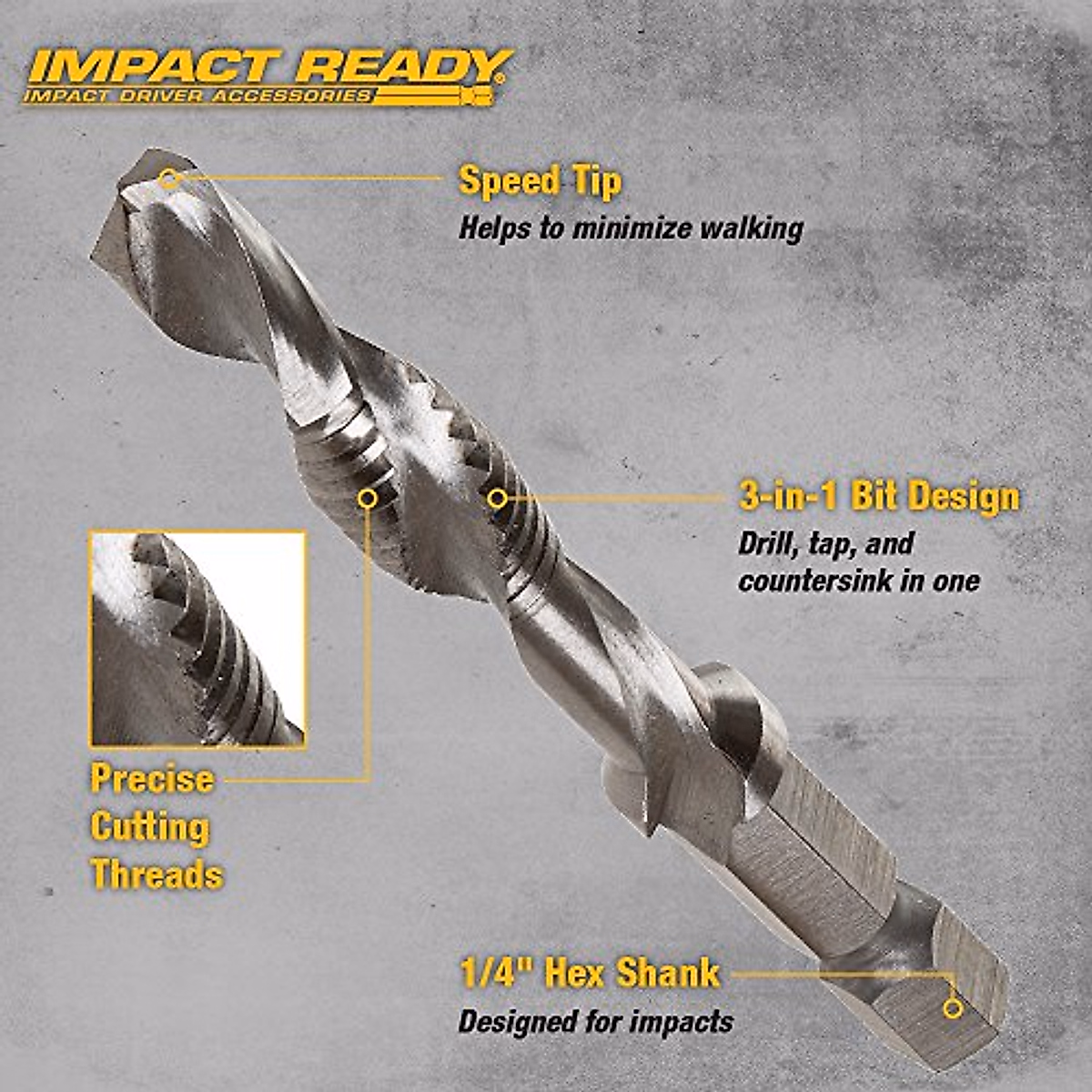 DEWALT DWADTQTR1224 Impact Ready 12-24 UNC Drill Tap, 1/4" Capacity
