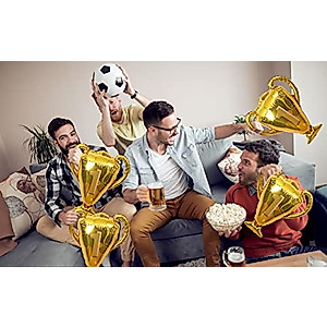 4 Pcs 28x25 inch Champion Trophy Aluminum Foil Balloon for Sport Basketball Football Anniversary Birthday Party Decor Supplies