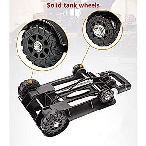 Falytemow Compact Folding Hand Truck Dolly 110 lbs Capacity 4 Wheels Portable Utility Moving Shopping Cart Fold up Trolley Adjustable and Lightweight for Luggage Personal Travel Moving and Office Use