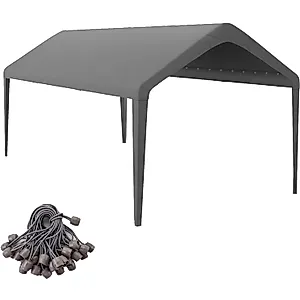 GOTRUTH Canopy Replacement Cover, Carport Replacement Canopy, 800D Oxford Waterproof & UV Protected Tarp with Ball Bungees (Frame is not Included) (Gray, 12x20)