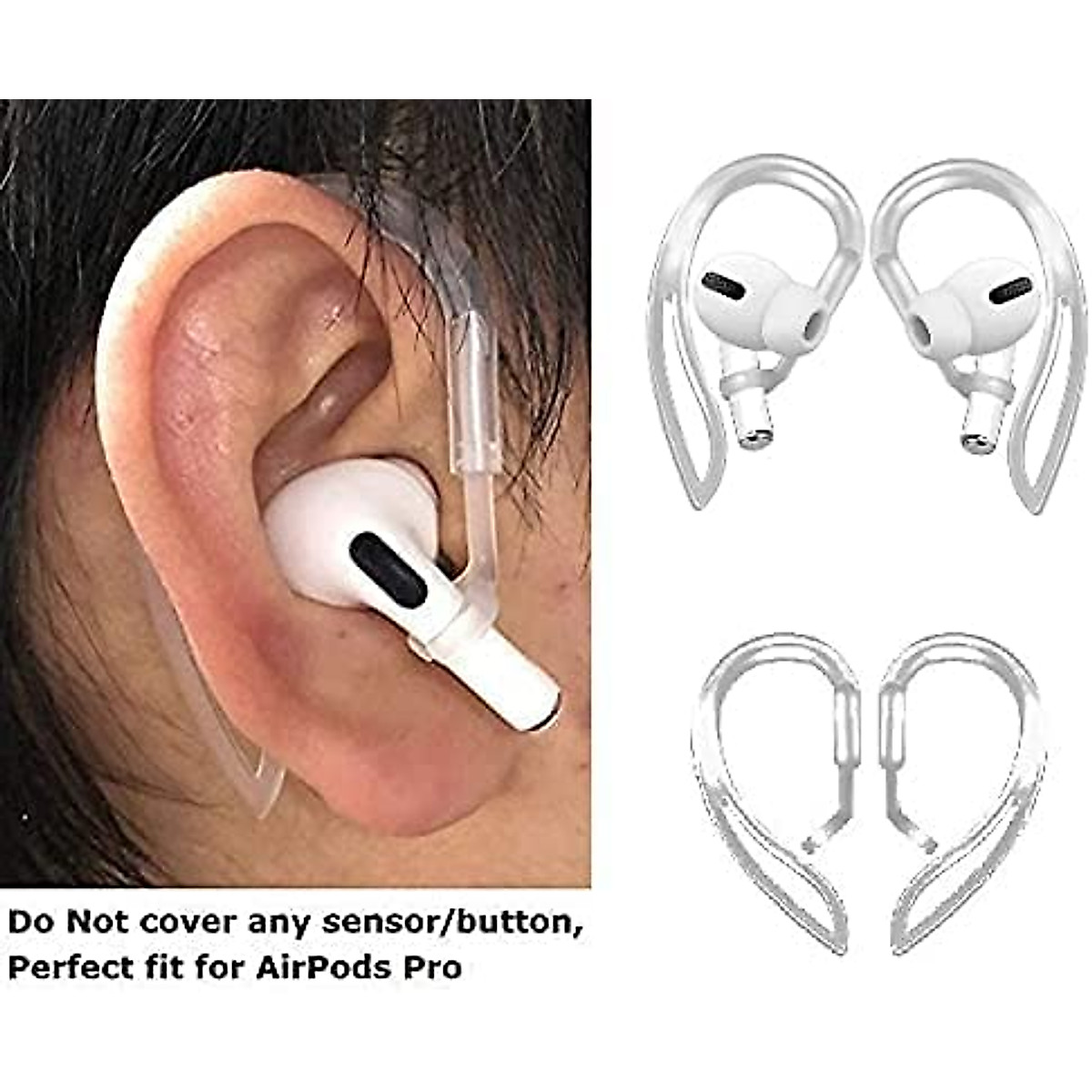 JNSA [Never Lose Your Air Pods Pro] Anti Slip Set , Sport Ear Hook Compatible with Air Pods Pro + Air Pods Pro Earbuds Ear Hooks Cover + Strap Compatible with Air Pods Pro [3in1] (White)