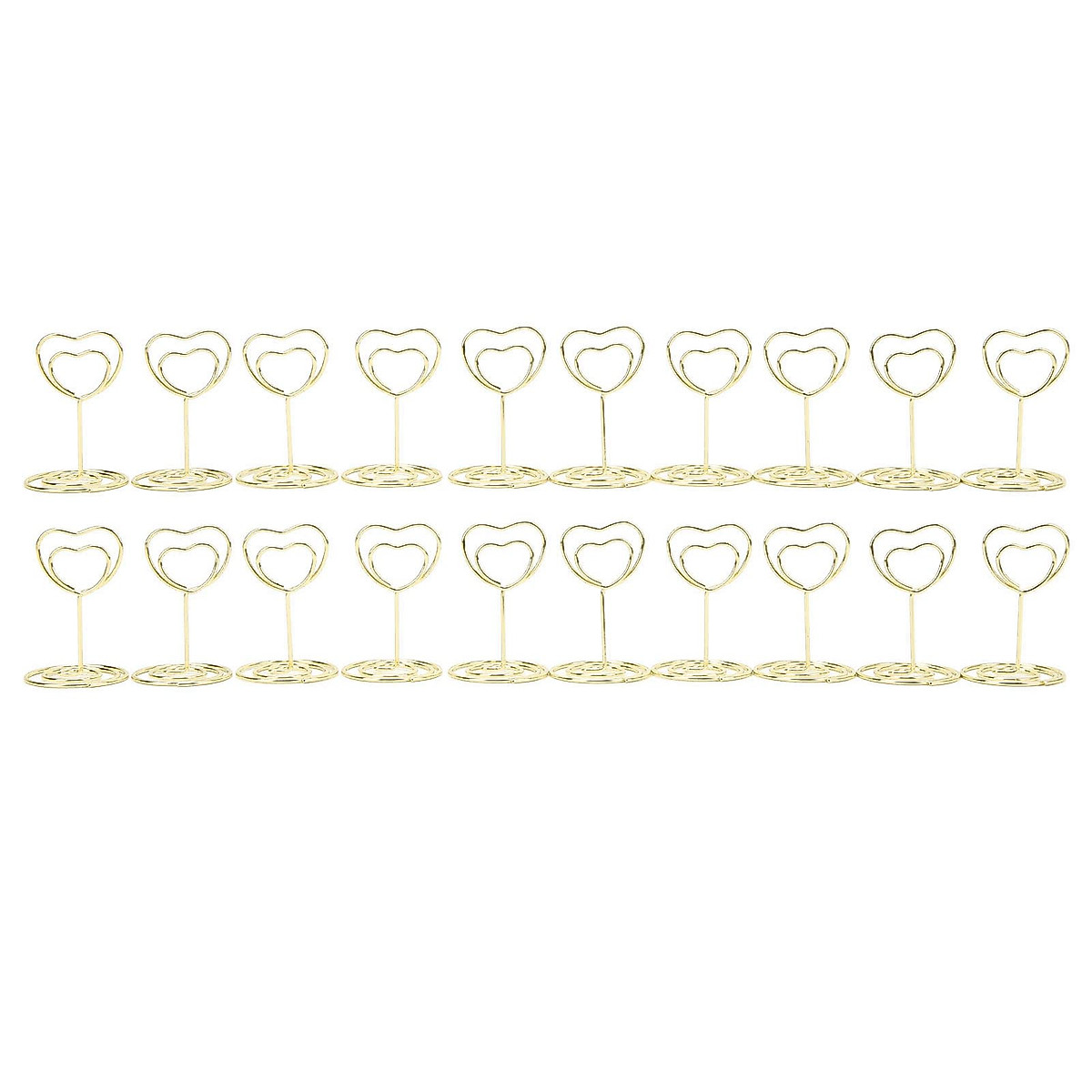 20Pcs Table Number Holder Heart Shaped Table Number Stands Stable Sturdy Table Card Holder Stand Metal Table Sign Holders Place Card Holder for Wedding Centerpieces Bridal Shower Birthday(Gold)