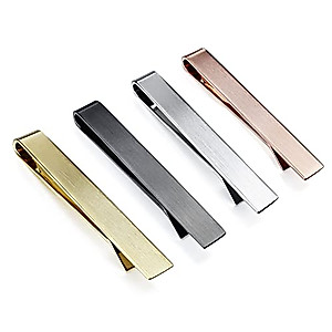 HAWSON Tie Clip-Skinny Tie Bar for Mens 4Pcs Initial Tie Clips Suitable for Wedding Anniversary Business and Daily Life Come with a Black Gift Box