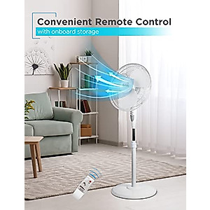 BLACK+DECKER 16" Stand Fan with Remote, White
