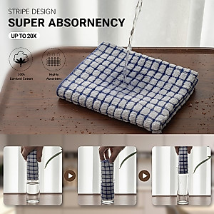 ZHMZ 100% Cotton Kitchen Dish Towels, 16 Inch x 25 Inch Absorbent Dish Cloths 6 Pack Kitchen Towels, for Drying Dishes and Table