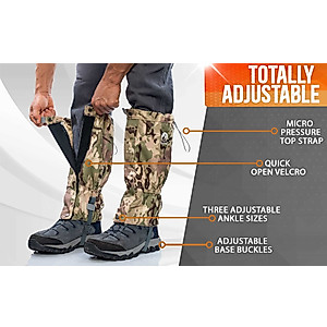 Pike Trail Waterproof Adjustable Leg Gaiters: for Hiking in Mud, Sand, and Snow - Hunting, Mountain Climbing, or Snowshoeing