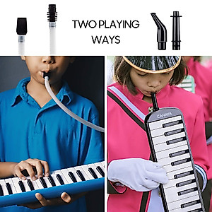 CAHAYA Melodica 32 Keys Double Tubes Mouthpiece Air Piano Keyboard Musical Instrument with Carrying Bag 32 Keys, Black, CY0050-1