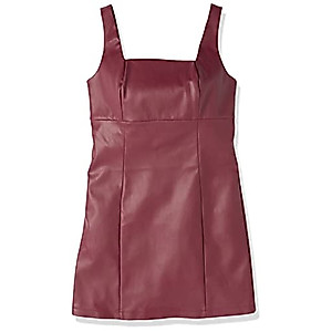 The Drop Women's Hank Vegan Leather Square Neck Mini Dress, Burgundy, XS
