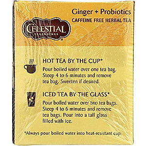 Celestial Seasonings Herbal Tea, Ginger Plus Probiotics, 20 Count (Pack of 3)