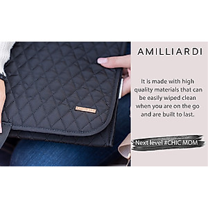 Portable Diaper Changing Pad Stylish & Chic by AMILLIARDI for Travel w/Baby, Infant & Newborn, Changing Mat Portable (Black)