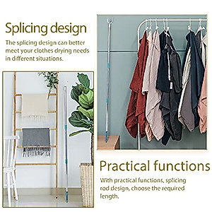 Homoyoyo Clothes Rack Multi Functional Clothes Pole Clothes Hanger Rod Wardrobe Hook Pole Splicing Pole Hook Home Balcony Clothing Reach Pole Garment Pole Outdoor Apparel Closet Rod