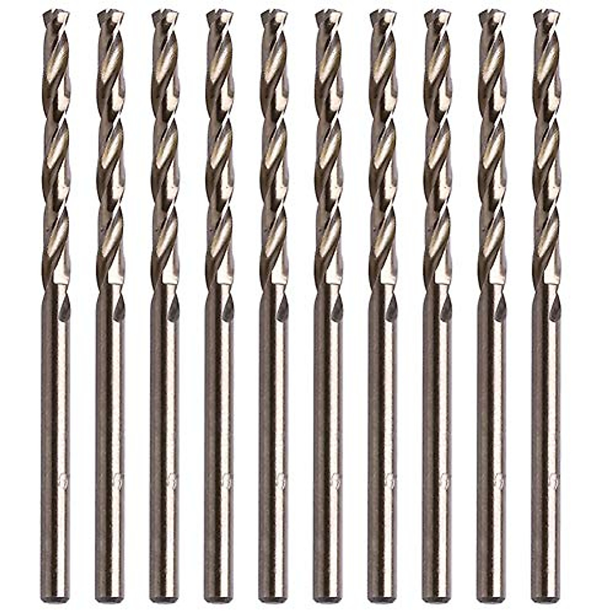 LudoPam 3/32 Inch Cobalt Drill Bit Set, M35 HSS Twist Jobber Length for Hardened Metal, Stainless Steel, Cast Iron, Pack of 10