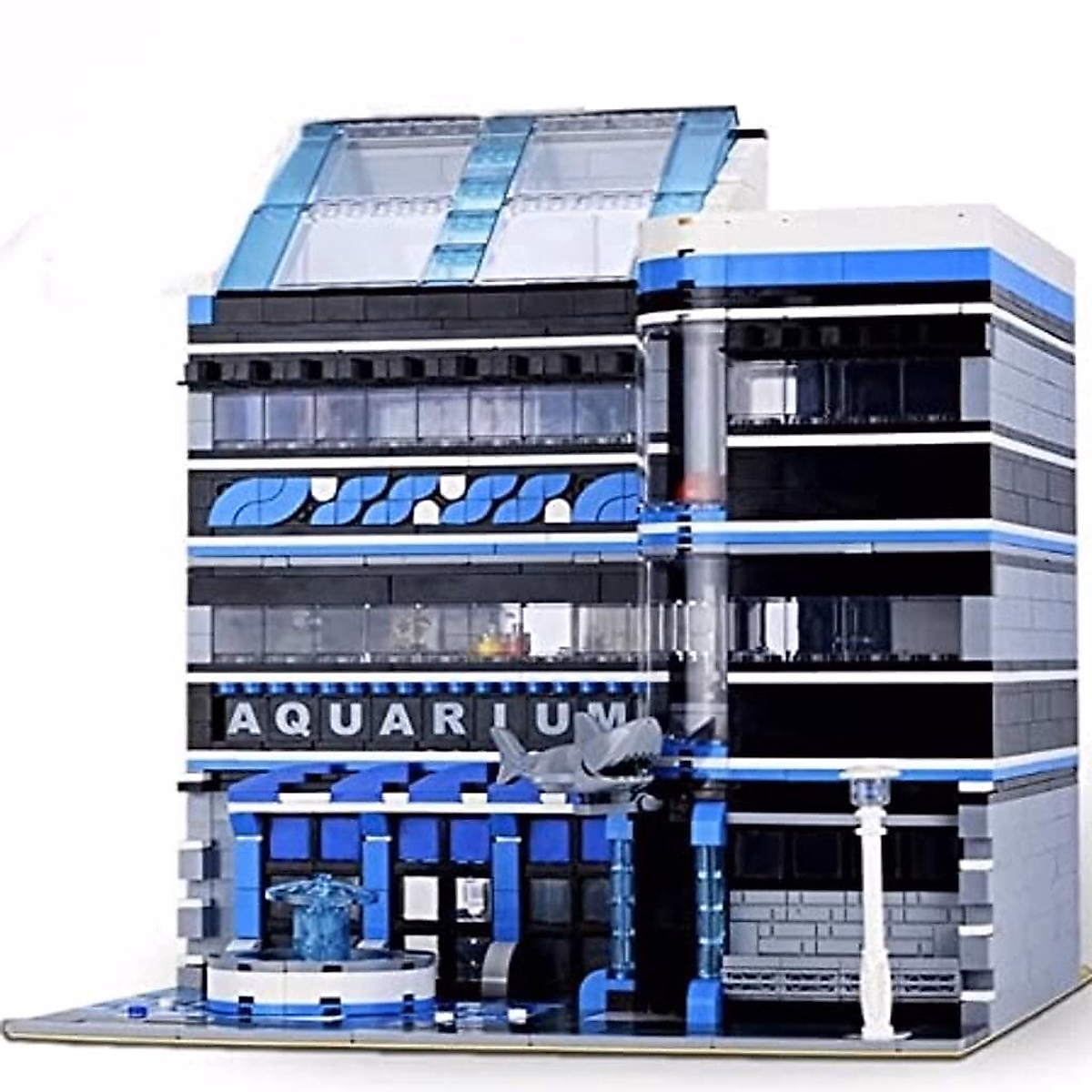 General Jim's Ocean Aquarium Museum Modern Three Level Glass Front Street View City Modular Building Blocks Set Aquarium Bricks Toy Building Set with Accessories for Teens and Adults