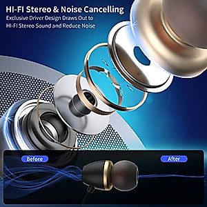 Bluetooth Headphones Retractable, Neckband Earbuds Wireless Headset Sports Noise Cancelling Stereo Earphones with Microphone Compatible with iPhone, Smart Phone, Android, Samsung, iPad (Black Gold)