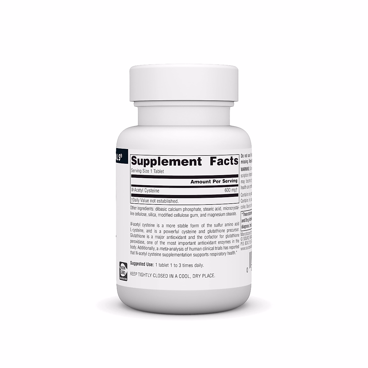 Source Naturals N-Acetyl Cysteine Antioxidant Support 600 mg Dietary Supplement That Supports Respiratory Health* - 30 Tablets