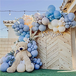 AJOYEGG Dusty Blue Balloons Garland Arch Kit, 100 PCS 18inch 12inch 5inch Slate Blue Balloons Latex Party Balloons, Gray Blue Helium Balloons for Baby Shower Wedding Birthday Engagements Supplies