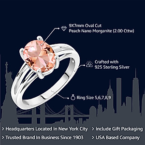 Gem Stone King 925 Sterling Silver 9X7MM Oval Gemstone Birthstone Solitaire Engagement Ring | Wedding Engagement Anniversary Promise Ring For Women | Available In Size 5, 6, 7, 8, 9