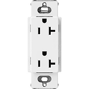 Lutron SCR-20-SW Satin Colors 20-Amp Receptacle, Snow