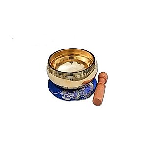 5" Diameter Tibetan Hand Hammered Old HEALING Singing Bowl, Wooden mallet and cushion for free