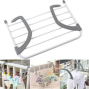 ZyHMW Clothes Airer Portable Folding Drying Rack Outdoor Bathroom Clothes Hanger Balcony Laundry Dryer Airer Shoe Towel Pole Drying Wall Holder，Folding Airer (Color : Dark Gray) (Color : Dark Gray)