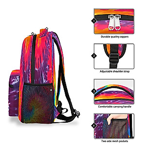 Rainbow Tie Dye Backpacks for Girls Boys, Abstract Travel Backpack Laptop Backpack Waterproof School Backpack Bookbags for Teens Kids Backpack with Multiple Pocket