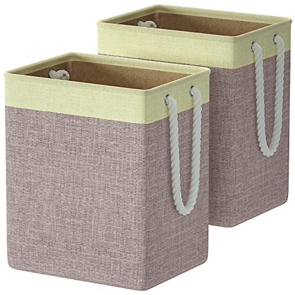 Laundry Basket,2-Pack Collapsible Linen Laundry Hampers,Tall Laundry Baskets,Dirty Clothes Hamper Laundry Organizer with Handles Laundry Bins for Bathroom Bedroom Dorm Toy Storage-brown