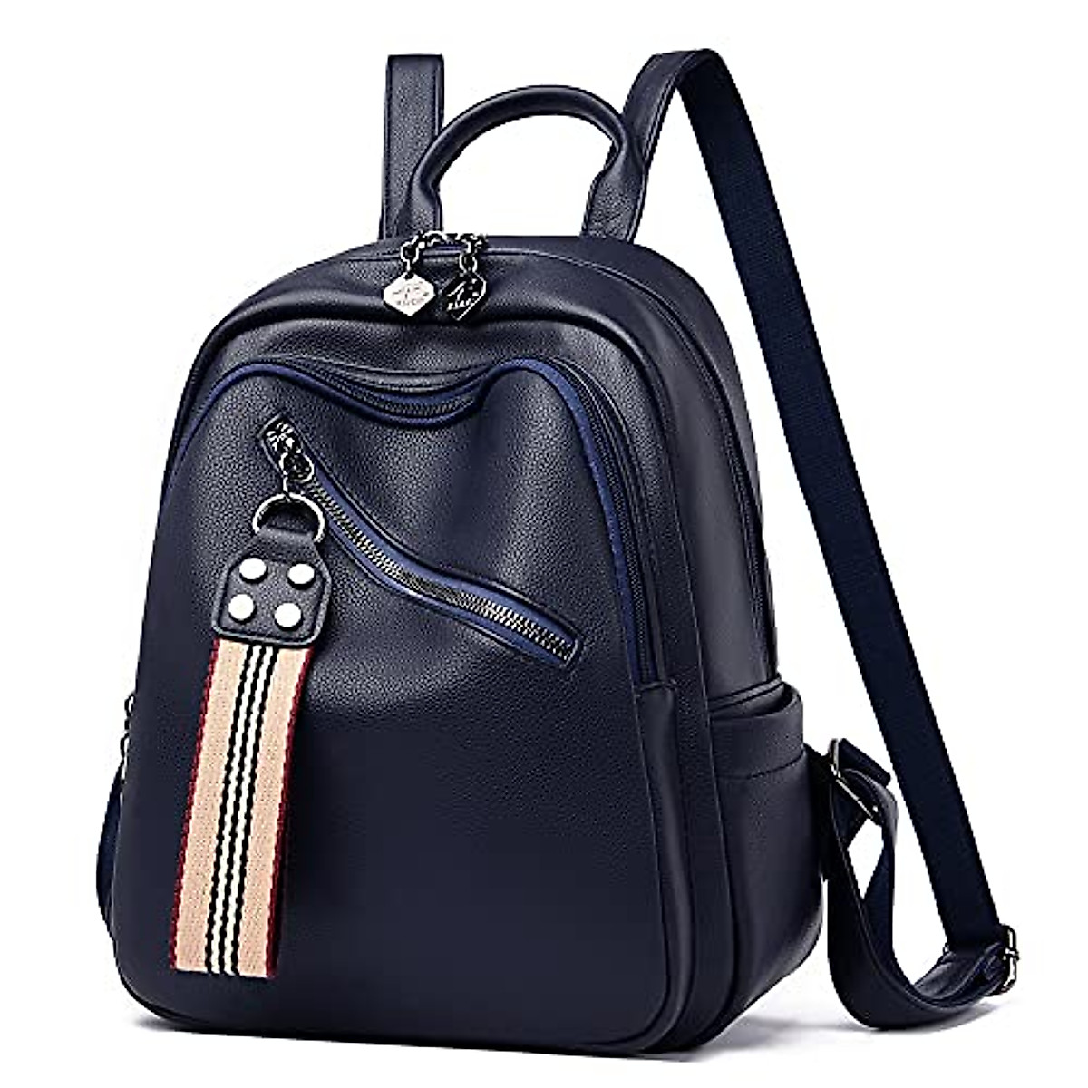 DORRISO Womens Backpack PU Leather Rucksack Ladies Handbag Shoulder Bag Large Capacity Lightweight Casual Travel Daypack Handbag Blue