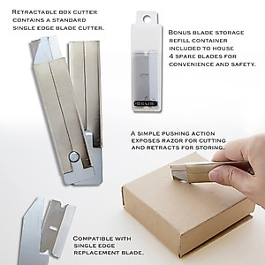 BAZIC Carton Cutters w/ 4 Replacement Blades in tube, Utility Knife Set for Box Cardboard Boxes, 2-Pack