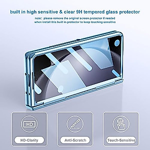 Libeagle Compatible with Samsung Galaxy Z Fold 5 Case, Innovative Hinge Protection, Detachable Fold 5 New Slim S Pen (2023) Slot, Non-Yellow Clear Back, Screen Protector, Stand Cover 5G 2023, Blue