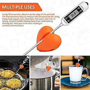 Silicone Non-Scratch Pot Clip,Candy Thermometer Pot Clip for Candy Making,Hand-Free Holder to Measure Temperature of Candy, Oil, Milk, Chocolate,Candle,Deep Fryer(Red)