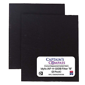 CAPTAIN'S COMPASS AfterMarket Idylis B Carbon Pre-Filter 4-Pack, Fits Idylis Air Purifiers IAP-10-125, IAP-10-150, Model # IAF-H-100B, IAFH100B