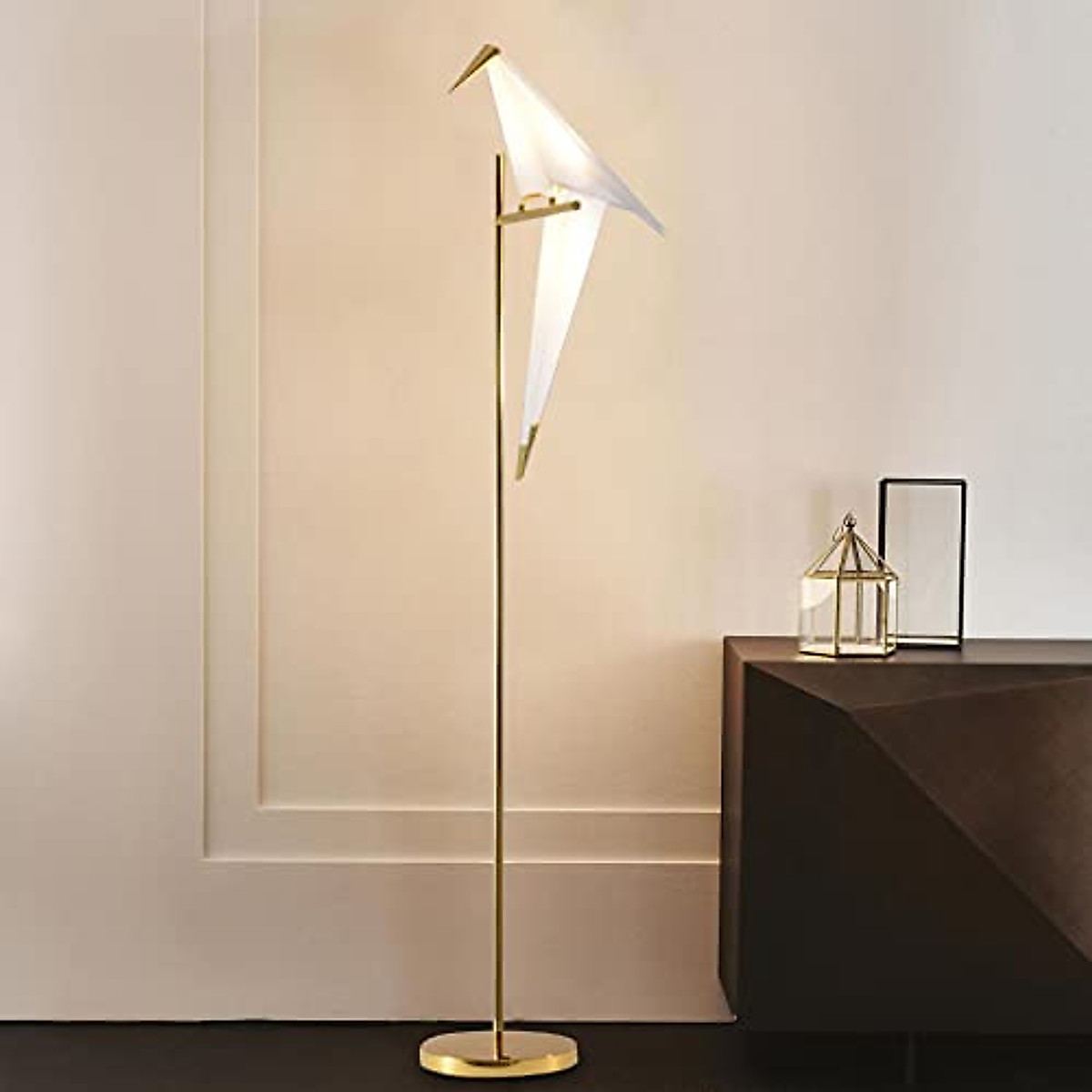 ETKEGHIP Floor Lamp for Living Room Modern ,63" Tall LED Pole Lamps Origami Crane Bird Standing Lamps for Office Kids Room Bedroom Reading Gold
