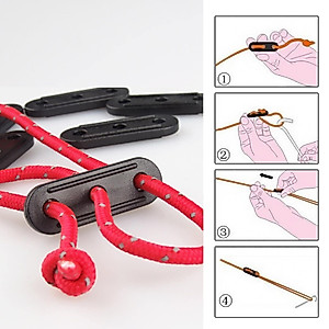 SING F LTD 30PCS 3 Holes Rope Tensioner Cord Adjuster Plastic Tent Rope Fastener for Camping Hiking Picnic Tent Shade Tarp Canopy Outdoor Activities 4mm Hole Diameter