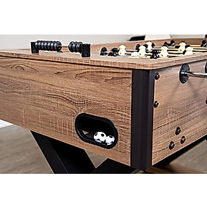 Hathaway Fullerton 48-in Foosball Table, Arcade Table Soccer for Game Rooms, Includes (2) 36-mm ABS Foosballs, Driftwood (BG50330)