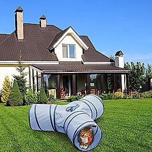 SunStyle Home Cat Tunnels for Indoor Cats 3 Way Play Toy Kitty Tunnel Peek Hole Toy with Ball for Cat Tube Fun for Rabbits Kittens and Dogs