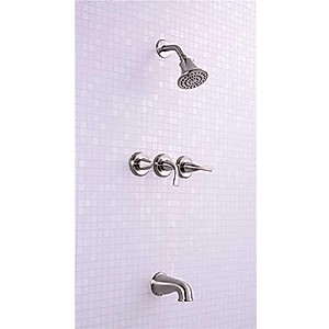 Premier 3552595 Sanibel Three-Handle Tub & Shower Faucet, Brushed Nickel, 7.48" x 7.48" x 7.48"