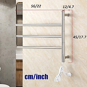 NJDQFA Constant Temperature Electric Heated Towel Racks for Bathroom,Towel Warmer Rack Stainless Steel,Swivel Towel Warmer Wall Mounted,Plug in